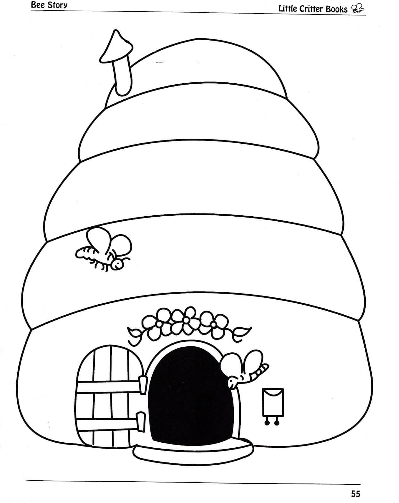 Bee Hive Coloring Page For Kids Printable Coloring Pages